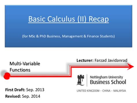 Pdf Basic Calculus For Multi Variable Functions Recap