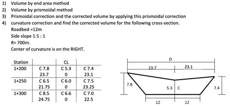 solved 3 using the average end area method calculate