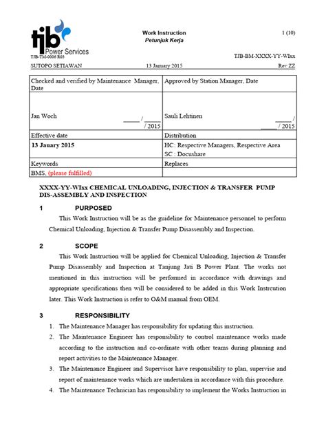 Wi Chemical Unloading Pump Disassembly And Inspection Pdf Screw Pump