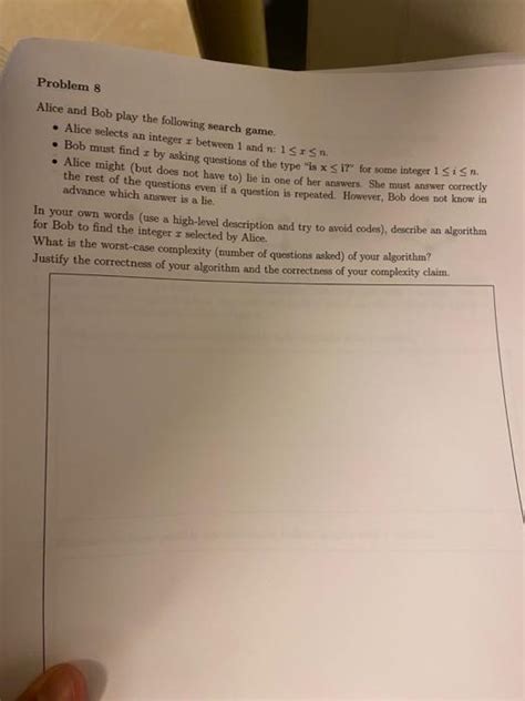 Solved Problem Alice And Bob Play The Following Search Chegg Com