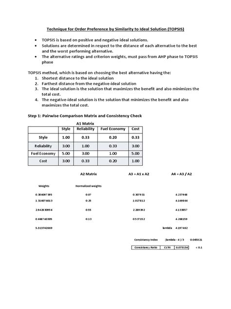 Technique For Order Preference By Similarity To Ideal Solution Topsis Pdf Teaching Mathematics