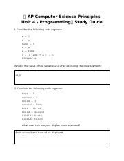 Programming Study Guide Algorithms Simulations Code Course Hero