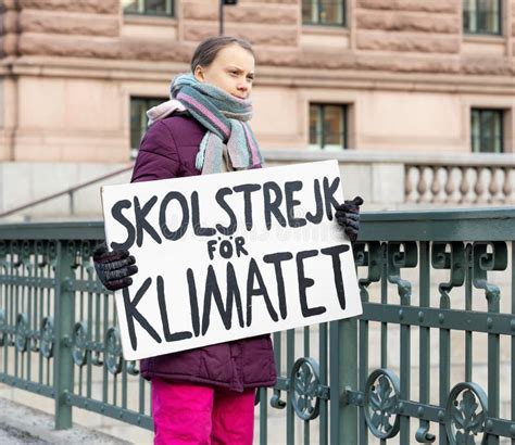 Climate Activist Greta Thunberg Protesting In Stockholm Editorial