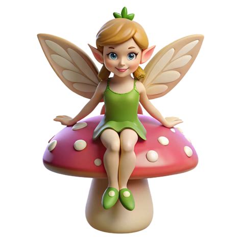 Gorgeous Distinctive A Whimsical Pixie Sitting On A Mushroom No