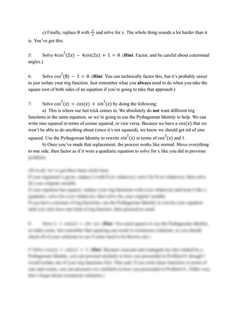 Solution Solving Trigonometric Equations Worksheet Studypool