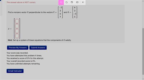 Solved The Answer Above Is NOT Correct Find A Nonzero Chegg