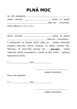 PlnÁ Moc K Zastupování
