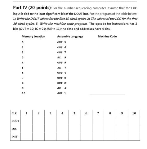 part iv 20 points for the number sequencing