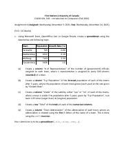 CS100 Assignment4 Pdf First Nations University Of Canada CS100 S01