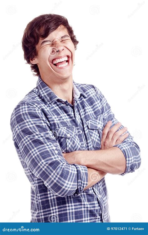 Laughing Man Stock Image Image Of Males Closed Happy 97012471