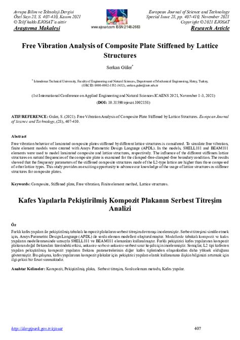 Pdf Free Vibration Analysis Of Composite Plate Stiffened By Lattice Structures