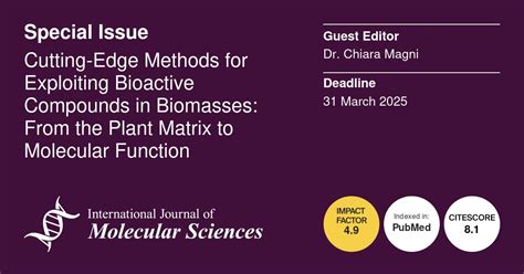 We Are Excited To Announce A Special Issue Titled Cutting Edge Methods For Exploiting Bioactive