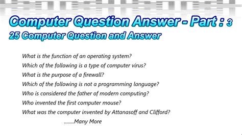 25 Computer Question And Answer Computer Mock Questions And Answers