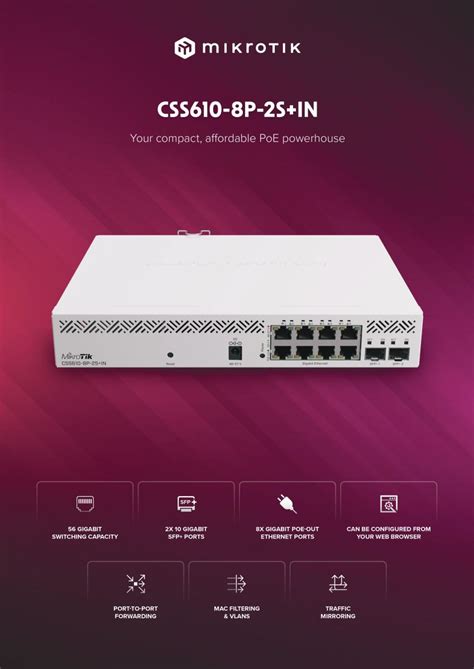 Mikrotik Css610 8p 2s In Poe Cloud Smart Switch 2spp And Switchos