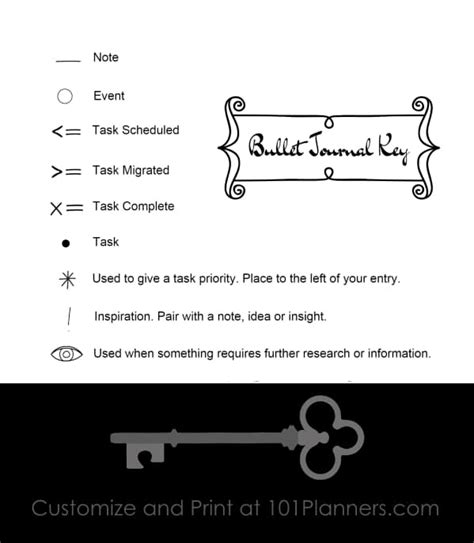 FREE Printable Bullet Journal Key Edit Online Then Print