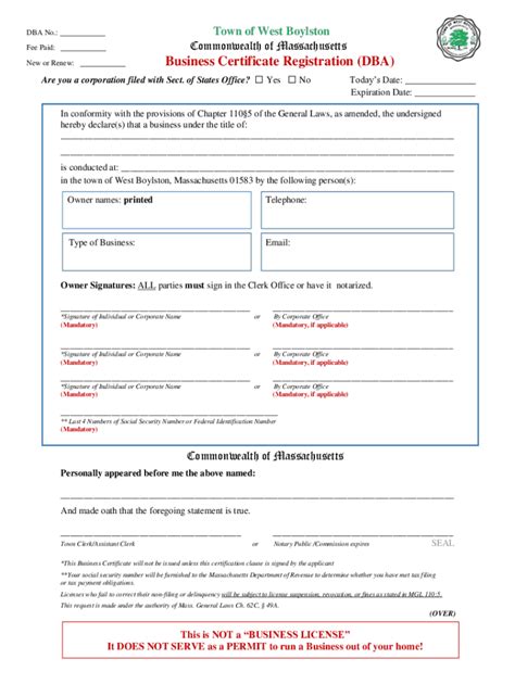 Fillable Online Business Certificate Registration Dba Fax Email Print