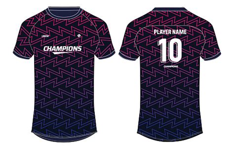 스포츠 저지 티셔츠 디자인 컨셉 벡터 템플릿 쉐브론 패턴 라글란 라운드 넥 티 축구 저지 컨셉의 프론트 뷰 축구 배구 럭비 유니폼 T 셔츠에 대한 스톡 벡터 아트 및 기타
