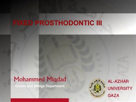 Repair Of Fixed Partial Denture Ppt