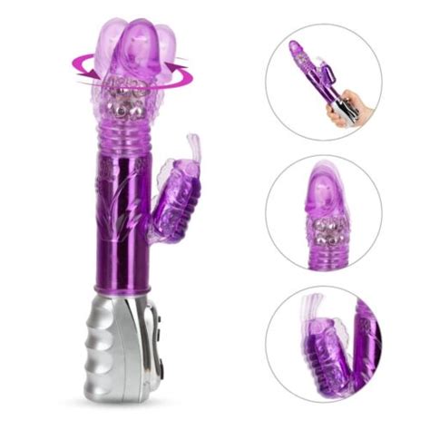 Stroking Thrusting Dual Clit G Spot Rabbit Vibrator Massager Sex Toys