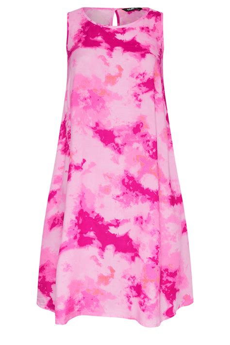 Yours Plus Size Pink Abstract Print Pocket Swing Dress Yours Clothing