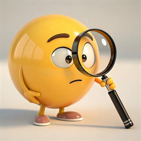 Cartoon Character Searching Closely Through A Magnifying Glass Focused