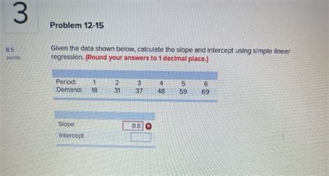 solved 3 problem 12 15 8 5 points given the data shown