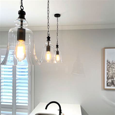 Glass Bell Shape Pendant Light Gracie Black Ivory And Deene