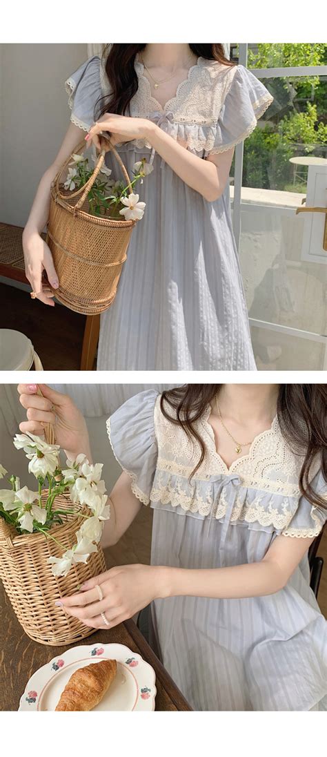 라라벨 원피스 파자마 홈웨어 프릴 여름파자마 반팔파자마 여름잠옷 여름홈웨어 예쁜파자마 예쁜잠옷 면잠옷 코튼파자마 레이스 러블리 빈티지 공주 잠옷 학생잠옷