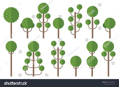 Set Green Flat Trees Vector Illustration Stock Vector Royalty Free 1768589216