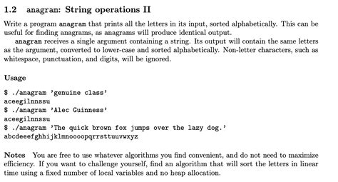 Solved 12 Anagram String Operations Ii Write A Program