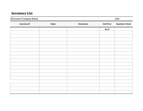 45 Printable Inventory List Templates [home Office Moving ]