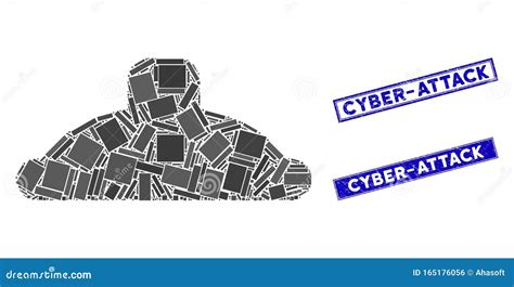 Shower Head Mosaic And Scratched Rectangle Cyber Attack Watermarks Stock Vector Illustration