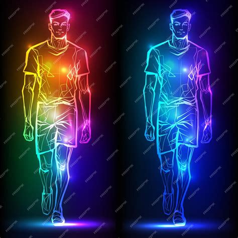 Hombre De Moda Banner Con Silueta De Neón De Figura De Hombre Sexy Siluetas Hermosas Club