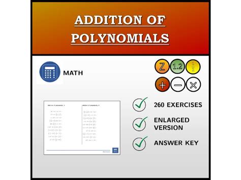 Addition Of Polynomials Printable Worksheet Teaching Resources