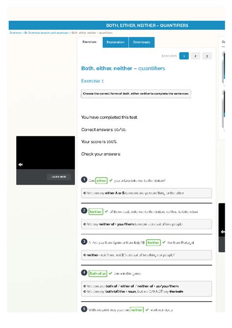 Both Either Neither Quantifiers Test English Both Either