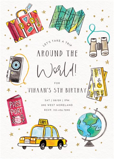 Around The World Birthday Invitation Template Free Greetings Island