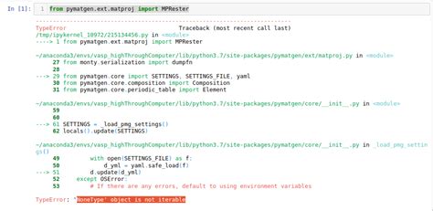 How To Solve Nonetype Object Is Not Iterable When Import Pymatgen