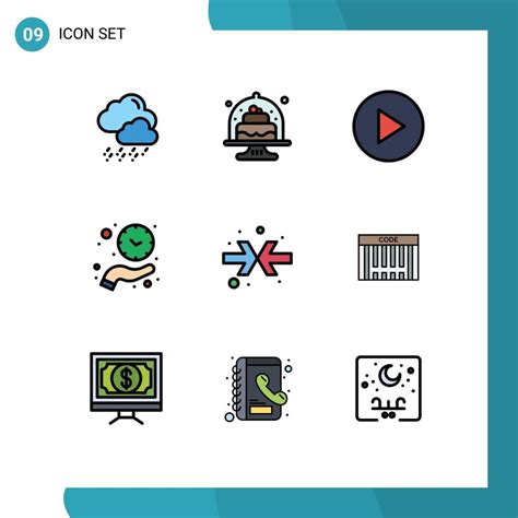 9 User Interface Filledline Flat Color Pack Of Modern Signs And Symbols Of Shrink Arrow