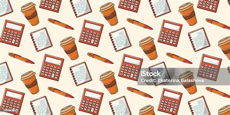 문구류가 있는 신학기 완벽 한 패턴 벡터 교육적 요소 와 배경 와 패턴 와 Symbol Here Vector Educational Elements 계산기 펜 공책 커피 컵