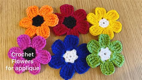 Crochet Flower Applique Pattern Easy Sunflower Applique Free Crochet