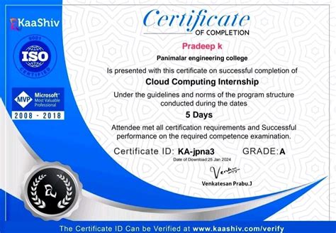 Pradeep K On Linkedin Cloudcomputing Internship Kaashivinfotech