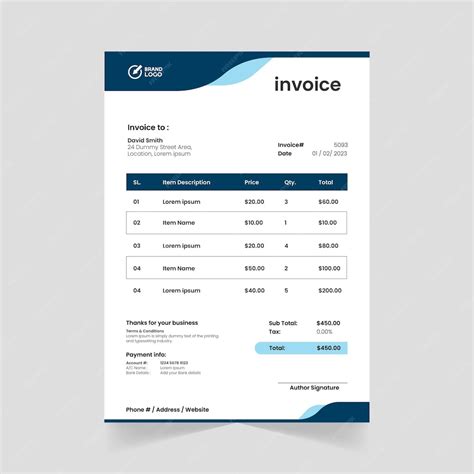 Premium Vector Modern Vector Abstract Invoice Design Template