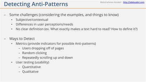 UI Anti Patterns Usability Testing Abdulrahman Abdu Assabri