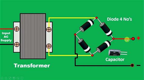 Ac To Dc Converter Using Transformer Diode And Capacitor Bridge Rectifier Electrical