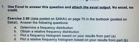 Solved Use Excel To Answer This Question And Attach The