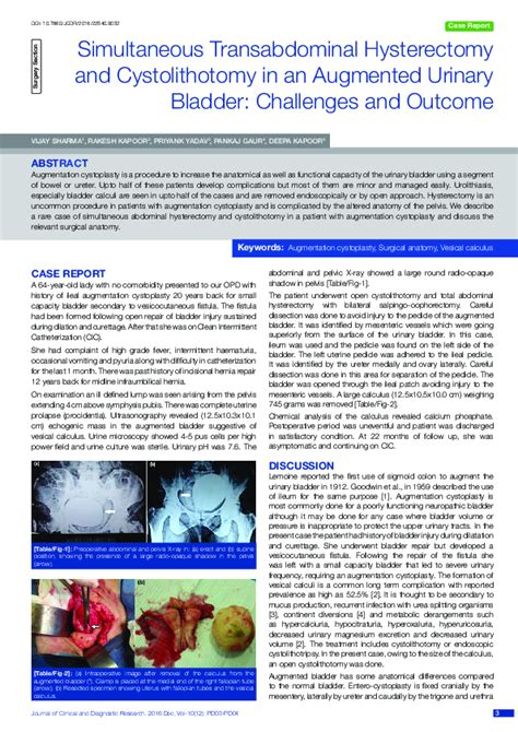 Pdf Simultaneous Transabdominal Hysterectomy And Cystolithotomy In An