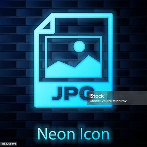 빛나는 네온  파일 문서 아이콘입니다 이미지 버튼 아이콘 벽돌 벽 배경에 고립 다운로드  파일 기호입니다 벡터