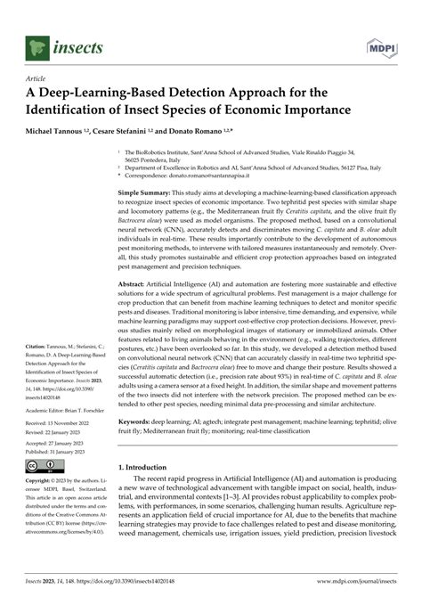 pdf a deep learning based detection approach for the identification of insect species of