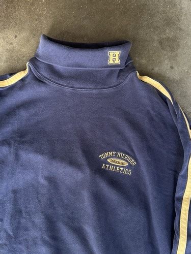 Vintage 90s Tommy Hilfiger Athletics Mock Neck Long Sleeve Tee Shirt