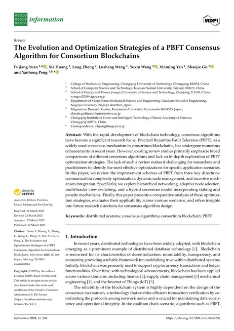 Pdf The Evolution And Optimization Strategies Of A Pbft Consensus